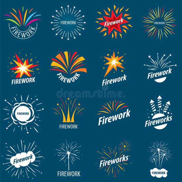 Collection of Vector Logos for Fireworks Stock Vector - Illustration of ...