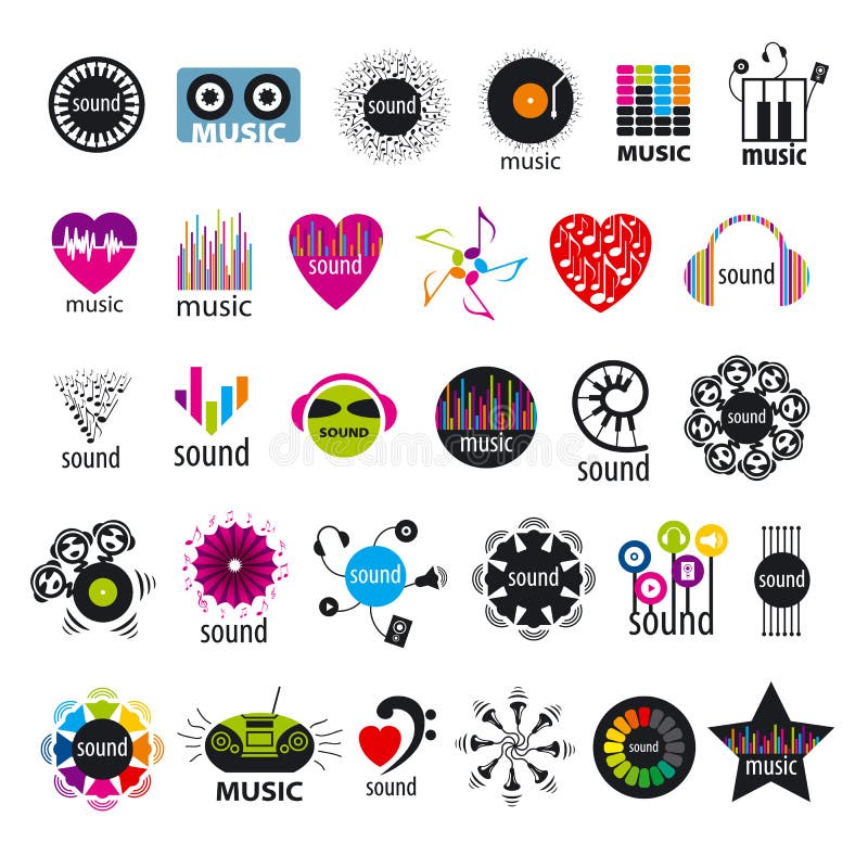 Collection of Vector Logos Music and Sounds Stock Vector - Illustration ...