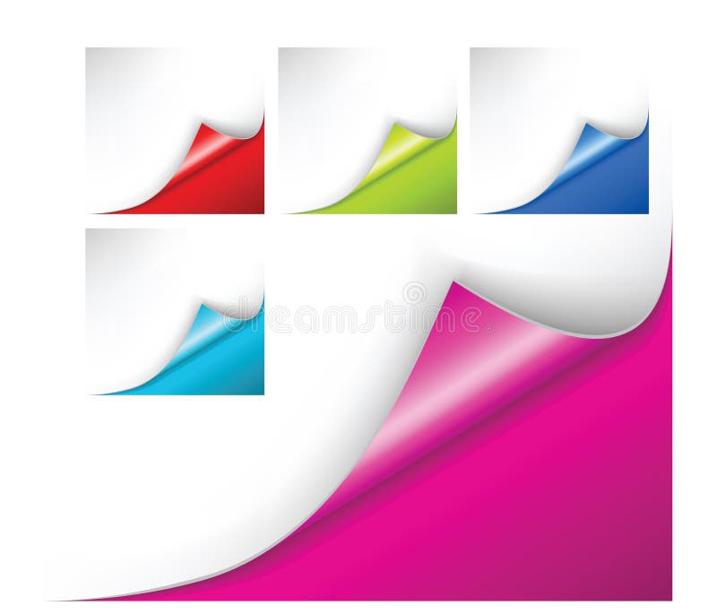 Collection of Vector Paper Corners. Set of Colorful Paper Sheets Stock ...