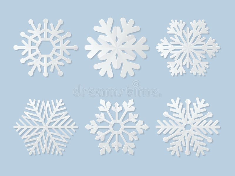 Set of Vector Paper Snowflakes Stock Vector - Illustration of frost ...