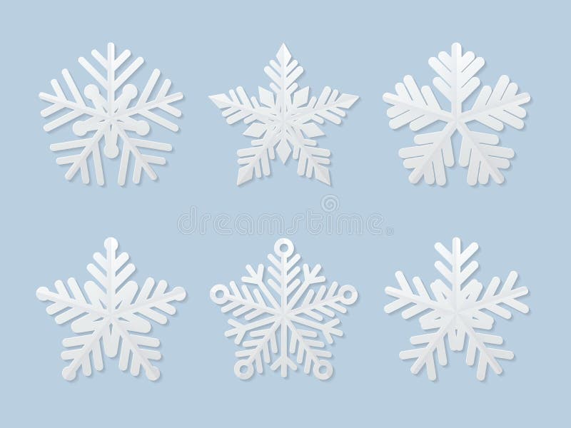 Set of Vector Paper Snowflakes Stock Vector - Illustration of frost ...