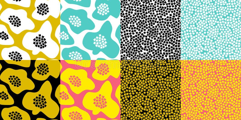 Collection of Vector Patterns of Large and Small Flowers on Different ...