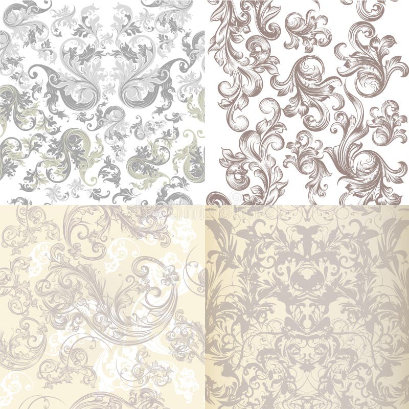 Collection of Vector Patterns in Light Colors with Victorian Swirls ...