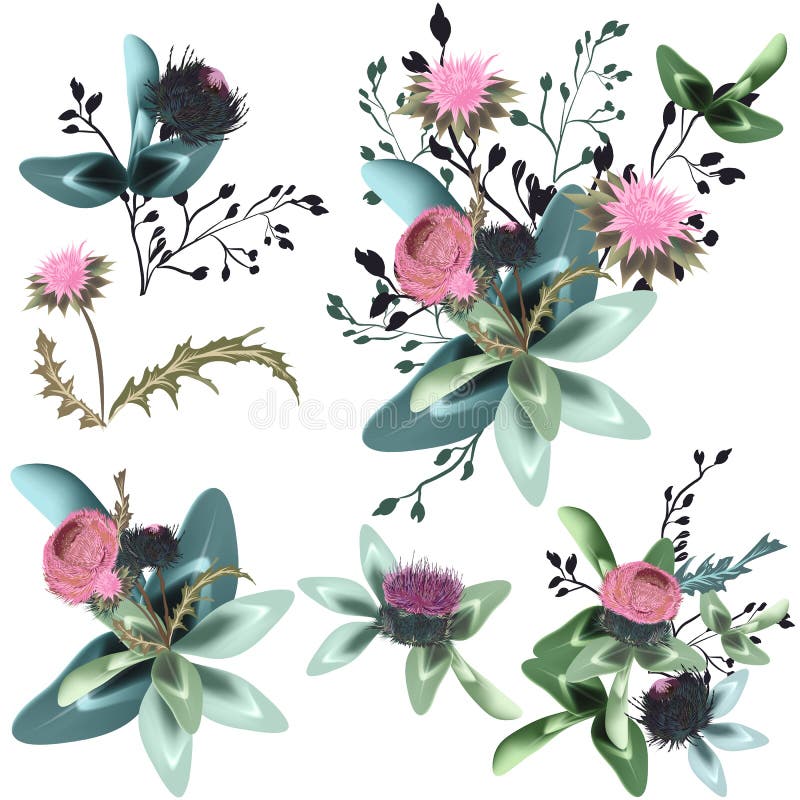 Collection of Vector Realistic Vector Flowers Stock Vector ...