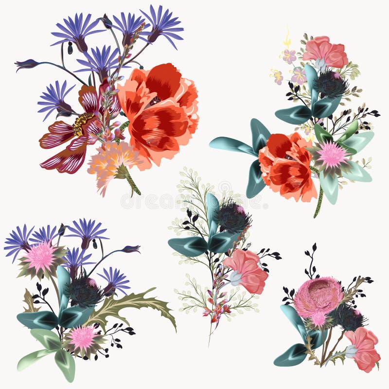 Collection of Vector Realistic Flowers for Design Stock Vector ...