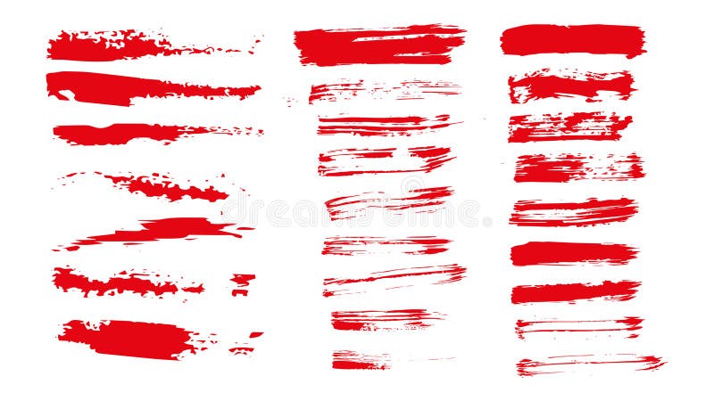 Collection of Vector Red Brush Strokes and Banners, Hand Drawn Thick ...