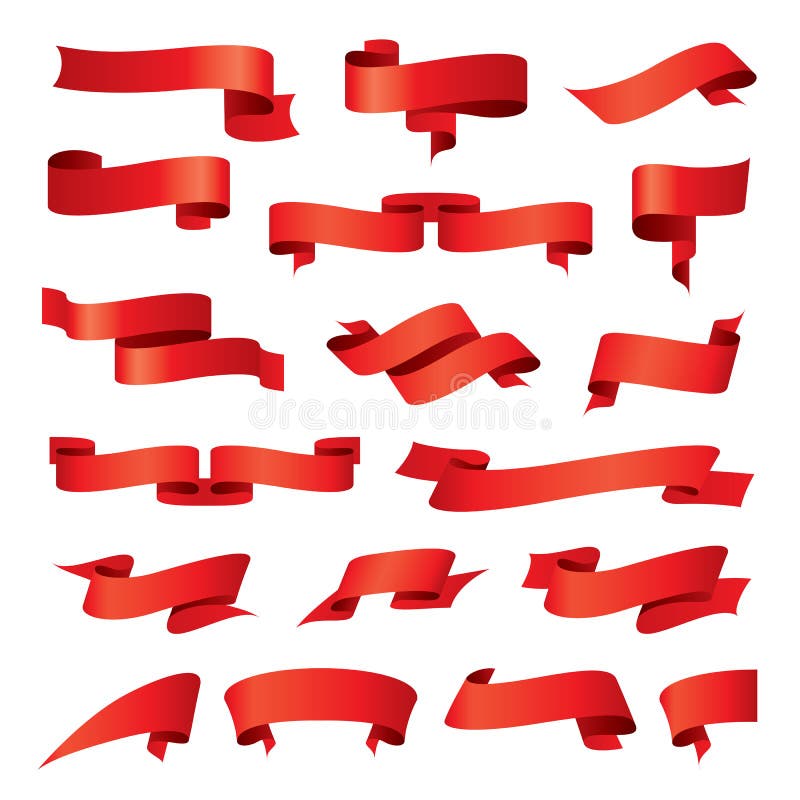 Collection of Vector Red Ribbons Stock Vector - Illustration of idea ...