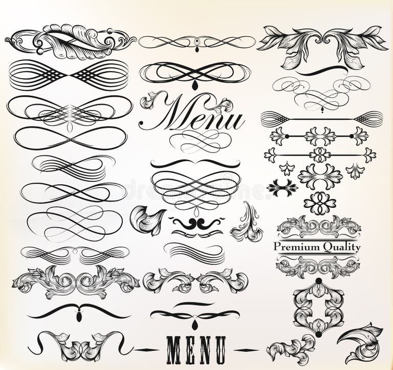 Collection of Vector Retro Design Calligraphic Elements and Pag Stock ...