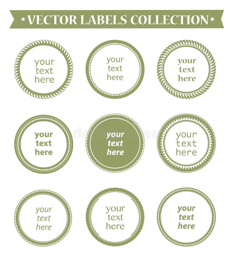 Collection of Vector Rounded Labels. Stock Vector - Illustration of ...