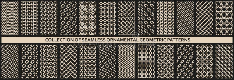 Collection of Vector Seamless Beige Geometric Patterns. Abstract Dark ...
