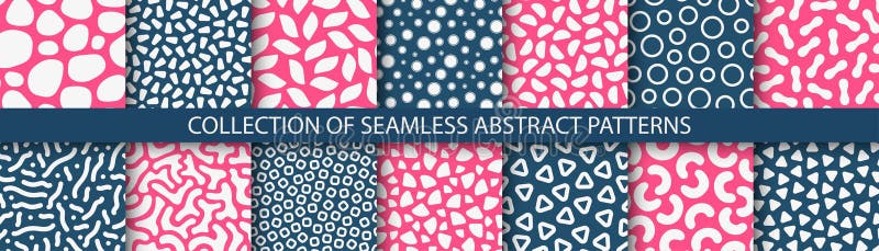 Collection of Vector Seamless Color Trendy Patterns. Simple Fabric ...