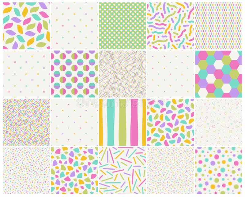 Collection of Vector Seamless Colorful Patterns. Trendy Bright ...
