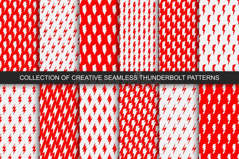 Collection of Vector Seamless Flash Patterns. Red and White Endless ...