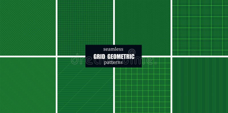 Collection of Vector Seamless Geometric Digital Patterns. Grid Squared ...