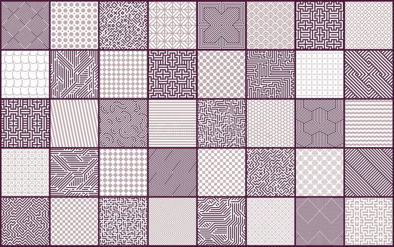 Collection of Vector Seamless Geometric Striped Patterns. Color ...