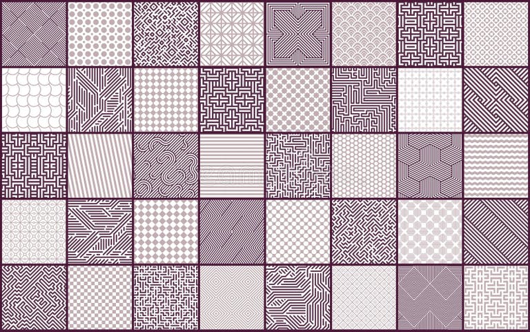 Collection of Vector Seamless Geometric Striped Patterns. Color ...