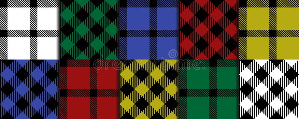 Collection of 10 Vector Seamless Pattern in Plaid Lumberjack Style ...
