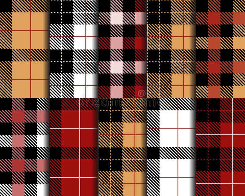 Collection of 10 Vector Seamless Pattern in Plaid Lumberjack Style ...