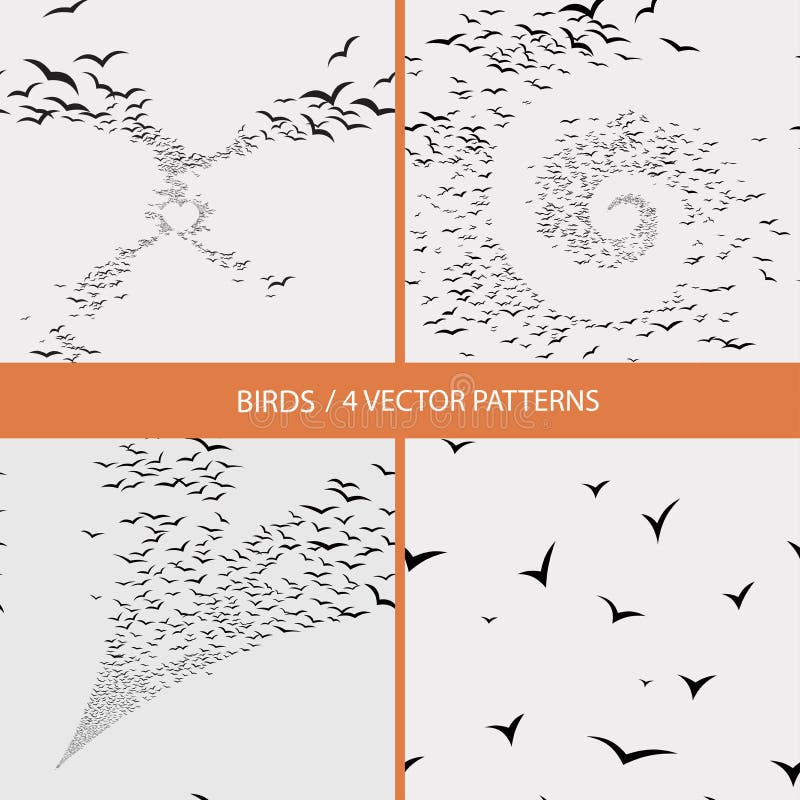 Set of Vector Seamless Texture Flying Flock of Birds Stock Vector ...
