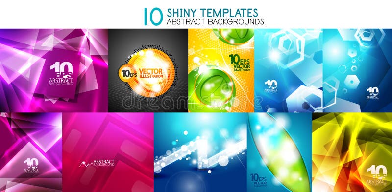 Collection of Vector Shiny Light Templates, Glowing Colors Abstract ...