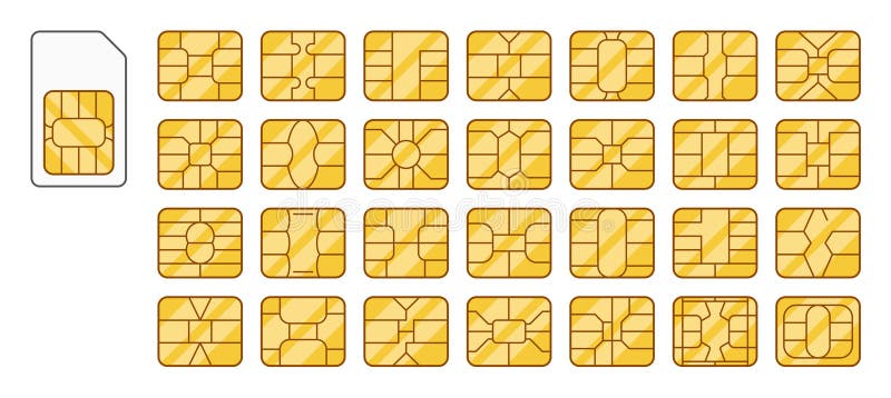 Collection of Vector Sim Card, Featuring Unique Patterns, All Arranged ...