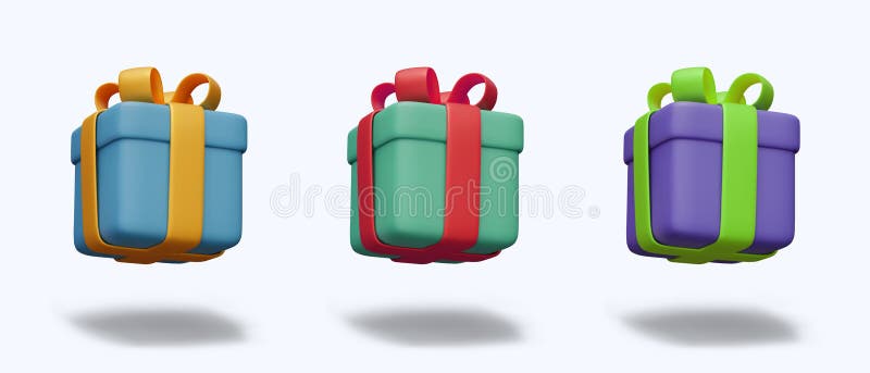 Collection of Vector Square Gift Boxes. Realistic Models of Different ...