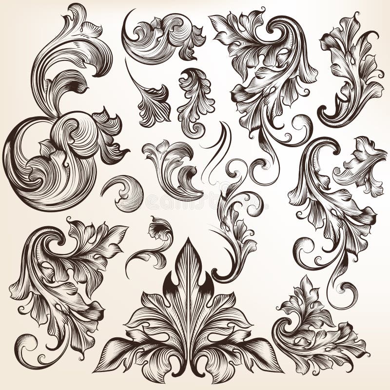 Collection of Vector Swirls in Vintage Style for Design Stock Vector ...