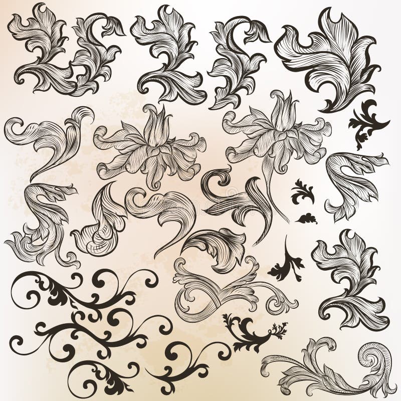 Collection of Vector Swirls in Vintage Style Stock Vector ...