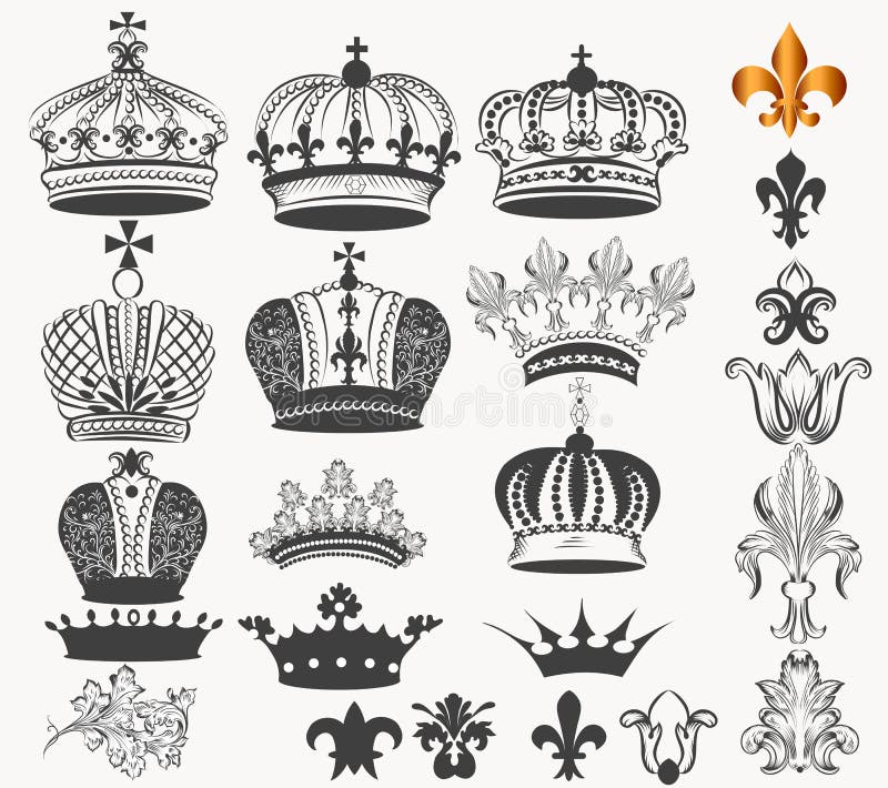 Collection of Vector Royal Crowns for Heraldic Design Stock Vector ...