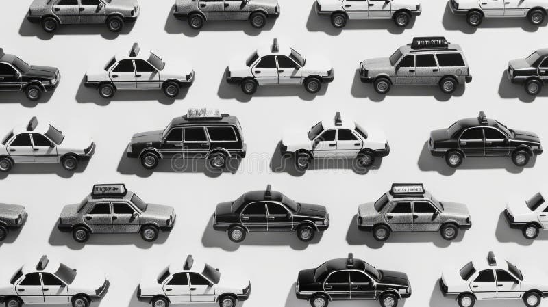 A Collection of Vehicles Parked on a Table Surface Stock Photo - Image ...