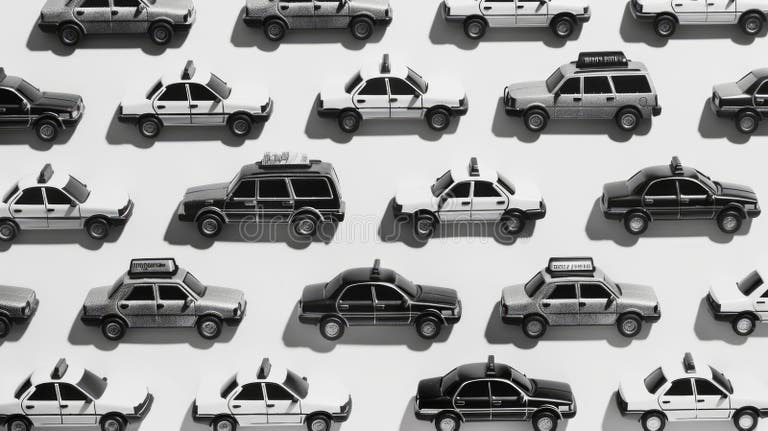 A Collection of Vehicles Parked on a Table Surface Stock Photo - Image ...