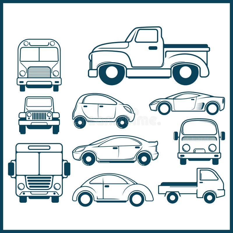 Collection of Vehicles. Vector Illustration Decorative Design Stock ...