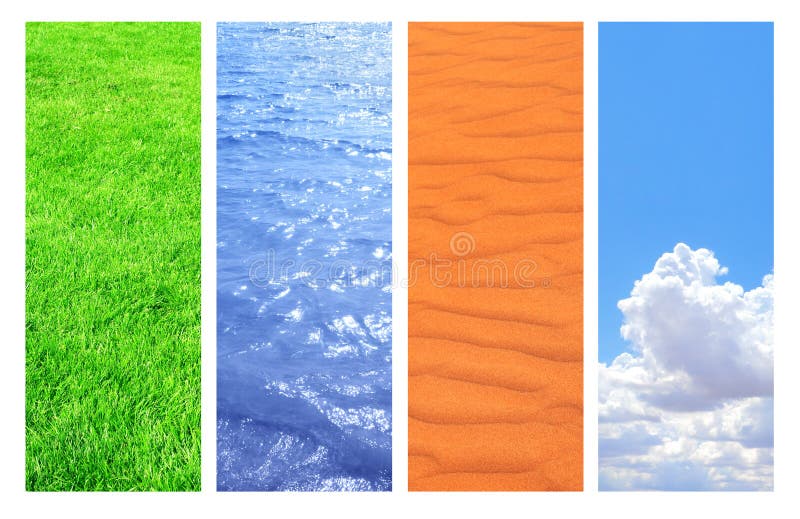 Collection of Vertical Banners with Nature Elements - Water; Ground and ...