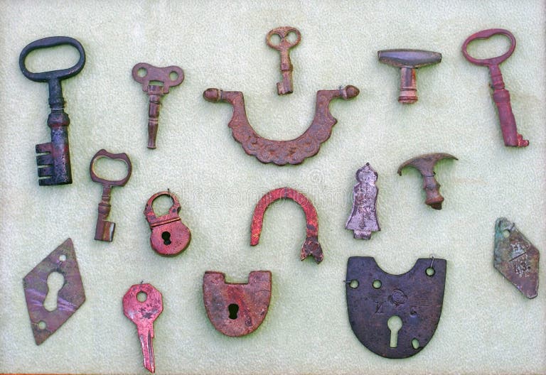 A Collection of Very Old Keys and Locks Stock Photo - Image of lock ...