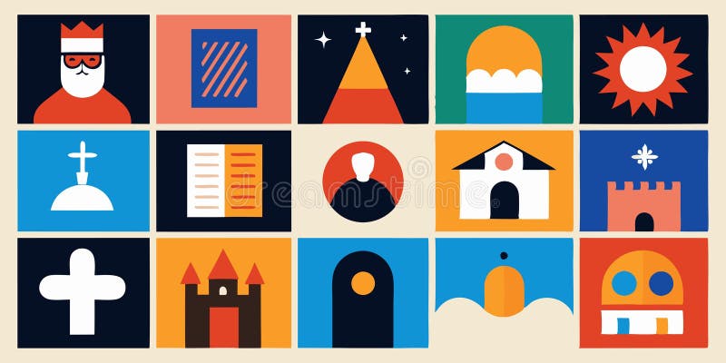 Colorful Abstract Icons for Religious and Festive Designs – Christmas ...