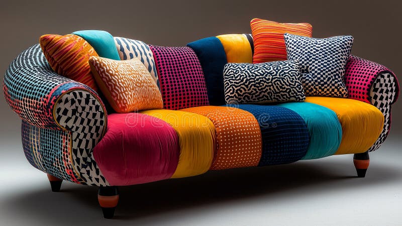 Colorful Patchwork Sofas with Bold Patterns and Eclectic Design Stock ...