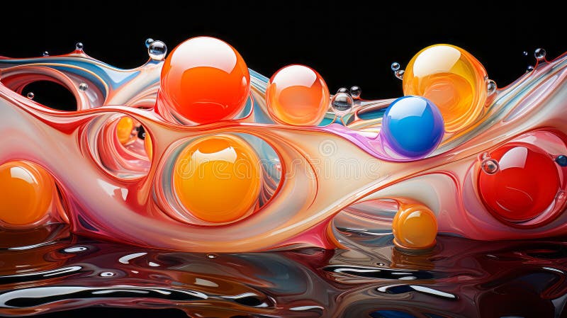 A Variety of Colorful Balls Float in a Liquid Substance Stock Photo ...