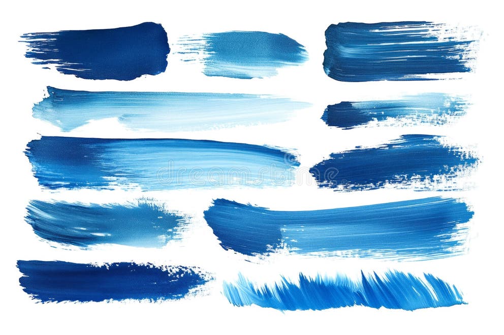 Collection of Vibrant Blue Brushstrokes Forming an Abstract Design on a ...