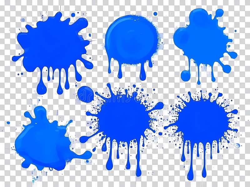 Realistic Blue Paint Splashes with Transparent Background in High ...