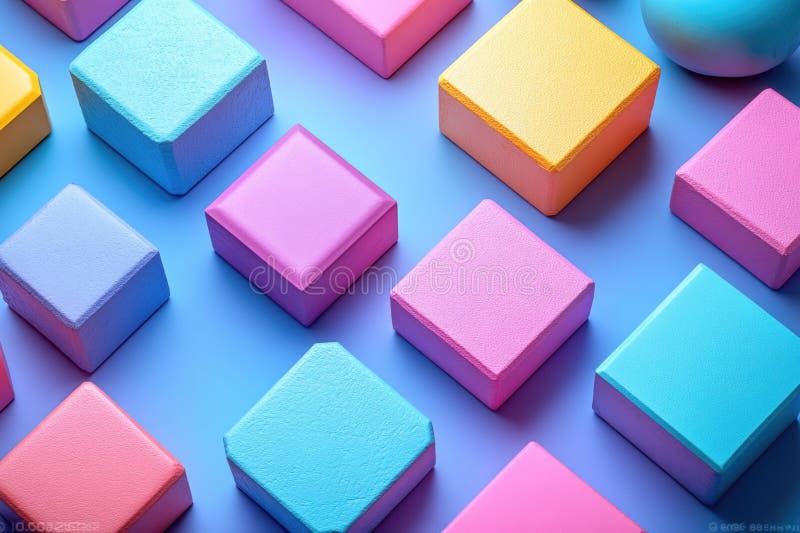A Collection of Vibrant Cubes on a Calm Blue Background Stock Image ...