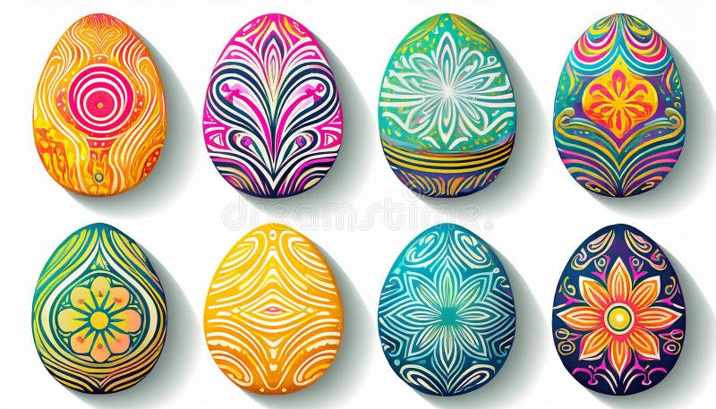 Illustration of Colorful Eastern European Easter Eggs on White ...