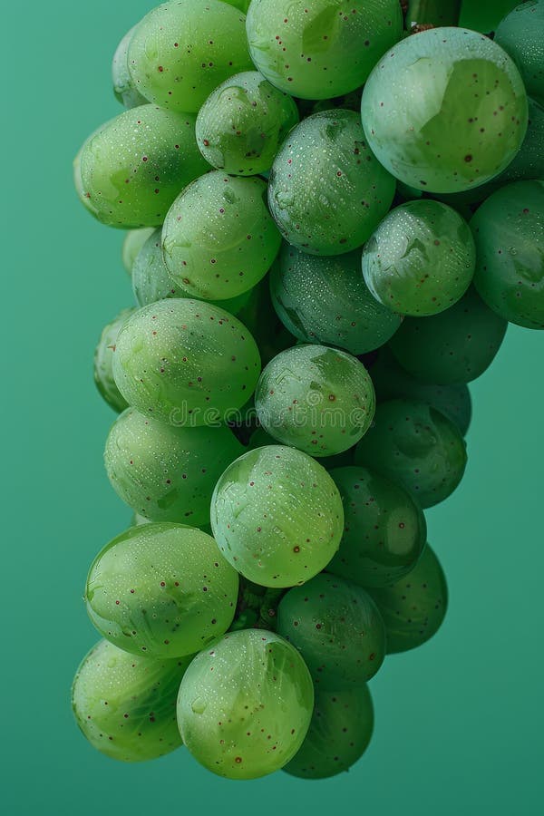Bunch of Green Grapes on Green Background Stock Illustration ...