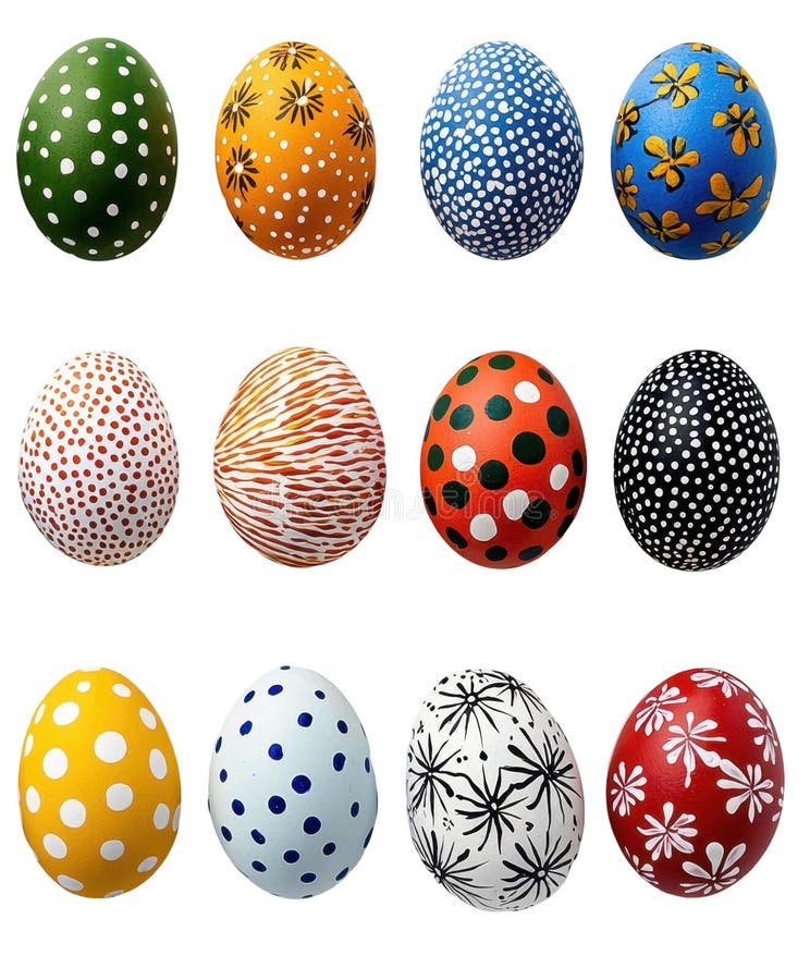 Collection of Vibrant Collection of Hand Painted Easter Eggs in Various ...