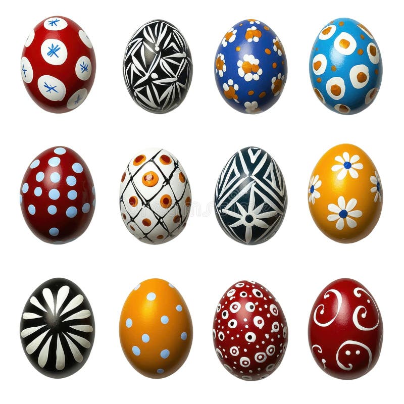 Collection of Vibrant Collection of Hand Painted Easter Eggs in Various ...