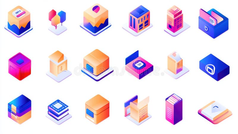 Isometric Icon Pack stock illustration. Illustration of element - 367491118