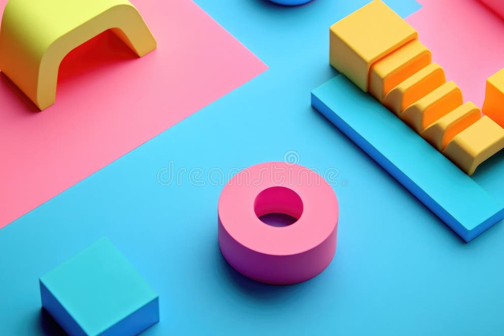 A Collection of Vibrant Objects Placed on a Layered Blue and Pink ...