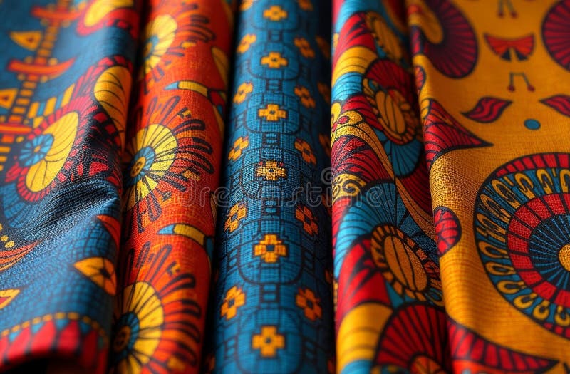 Vibrant Textiles Showcasing Intricate Patterns and Colors in a Bright ...