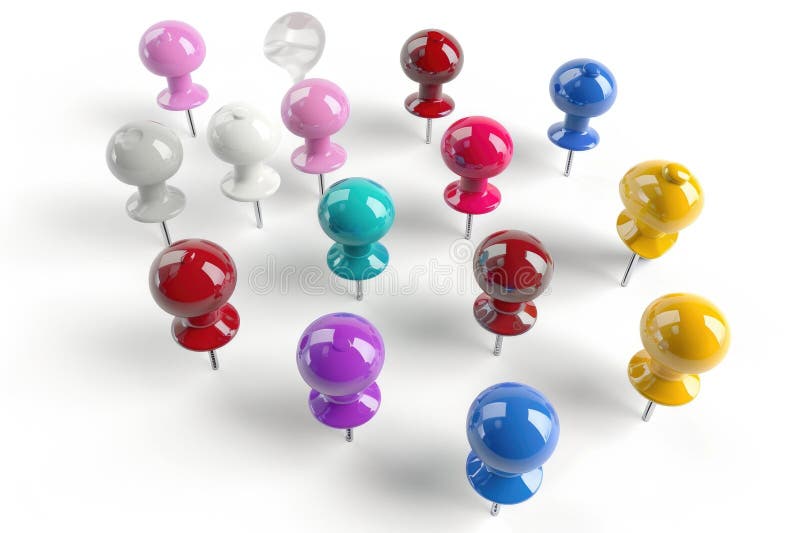 A Collection of Vibrant Push Pins Arranged on a Clean and Empty White ...
