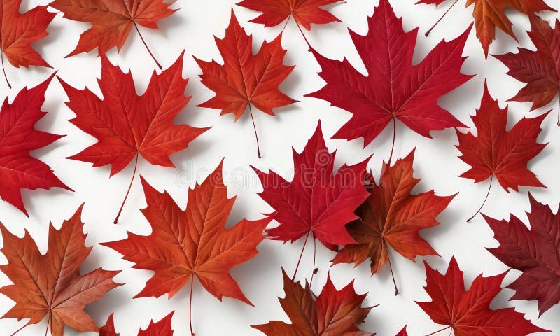Collection Vibrant Red Maple Leaves Arranged in Grid-like Pattern ...