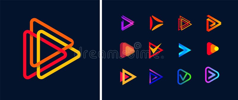 Collection of Vibrant Triangular Logos with Modern Gradient Designs ...
